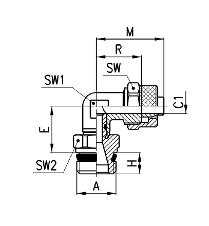 G1 / 4" 1541 Pneumatic Tube Fittings With Perpendicular External Thread