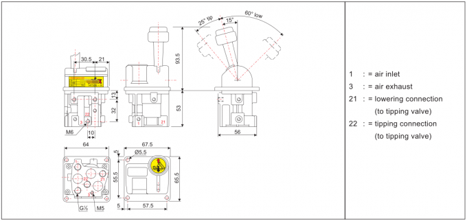 Dump Truck Rubber Handle Valve M6 Control BKQF34-B 14750650H