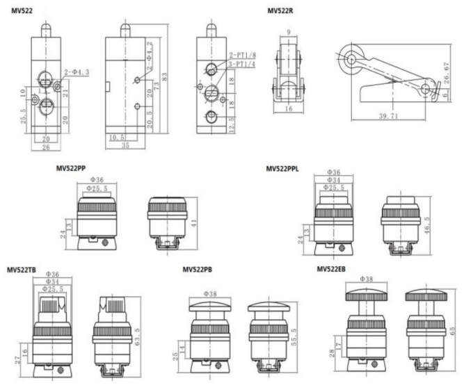 Sunrise Nielsen MV522PP, MV522PPL, MV522R, MV522TB 5/2 way MV Series ...